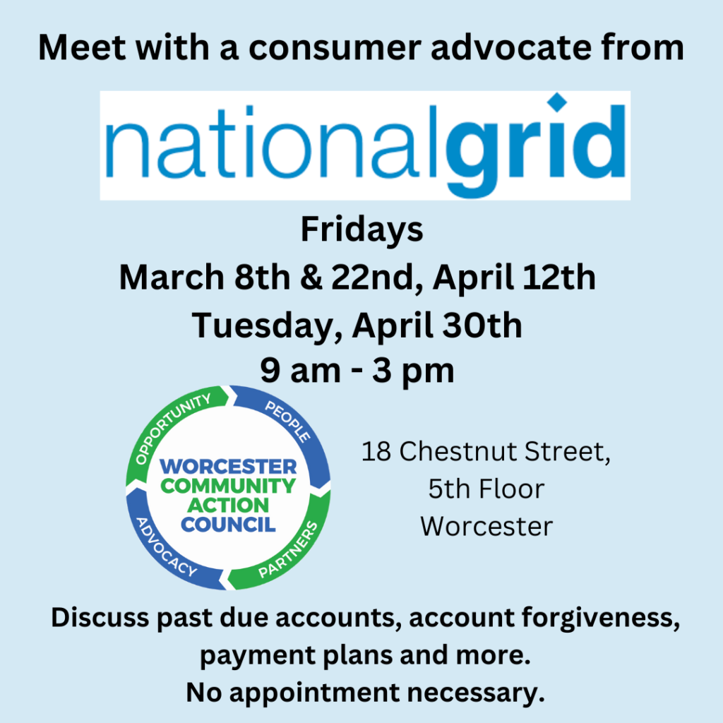NGrid consumer advocate (March&April 2024) - Worcester Community Action ...